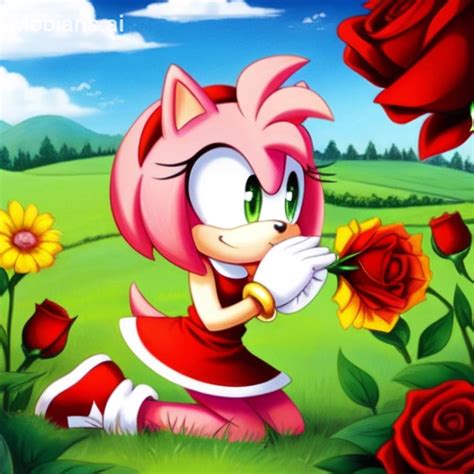 Amy Rose Stiffing A Rose In A Field By Jj698k On Deviantart