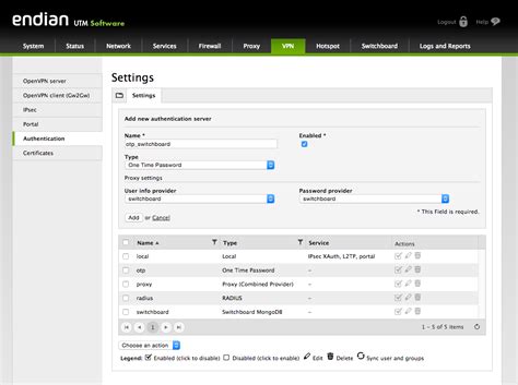 Two Factor Authentication Endian