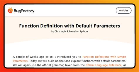 Function Definition With Default Parameters Bugfactory