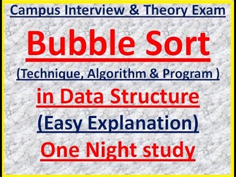 Bubble Sort In Hindi In Data Structure Bubble Sort Algorithm Bubble Sort Example Program In