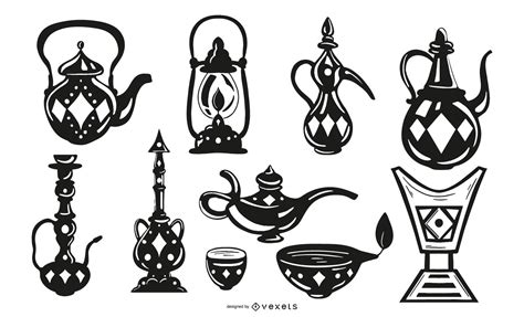 Arabic Black Stroke Objects Design Pack Vector Download
