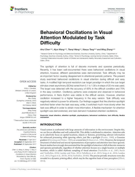 Pdf Behavioral Oscillations In Visual Attention Modulated By · An Important Factor Causing