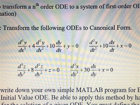transform a nth order ode to a system of first order。