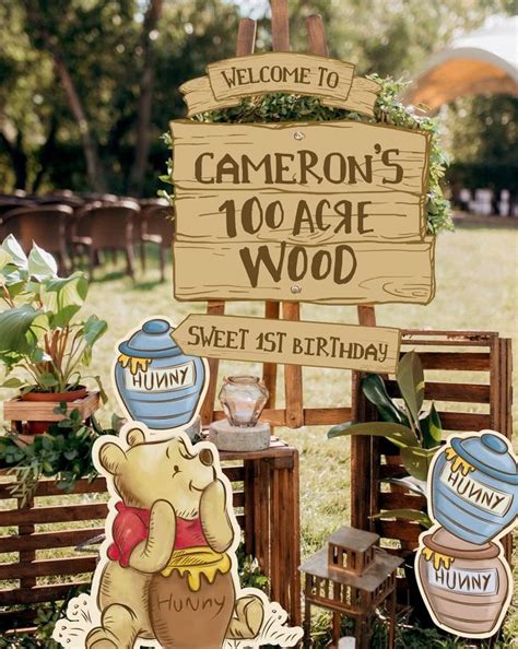 Printable Winnie The Pooh Party Sign 100 Acre Wood Birthday Party