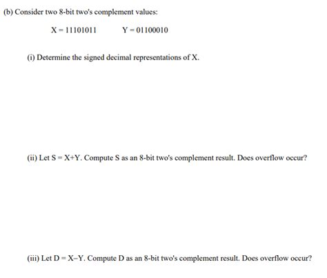 Solved A Consider The Two 8 Bit Unsigned Binary Values