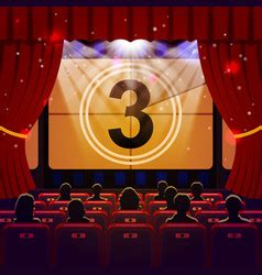 Theater stage with rows seats and curtains light Vector Image