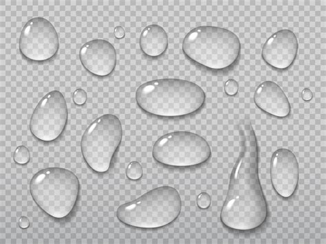투명 한 배경에 현실적인 물 방울 프리미엄 벡터