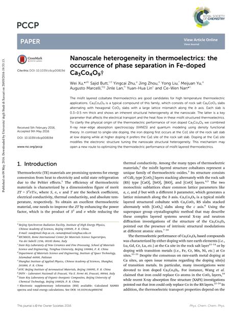 Pdf Nanoscale Heterogeneity In Thermoelectrics The Occurrence Of