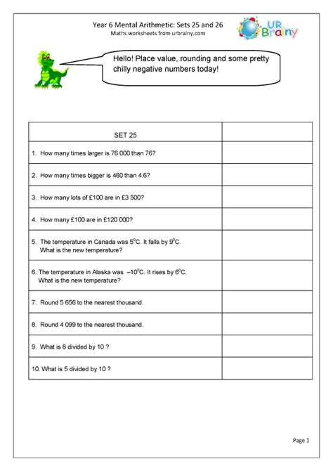 Mental Arithmetic Sets 25 And 26 Year 6 Mental Arithmetic By