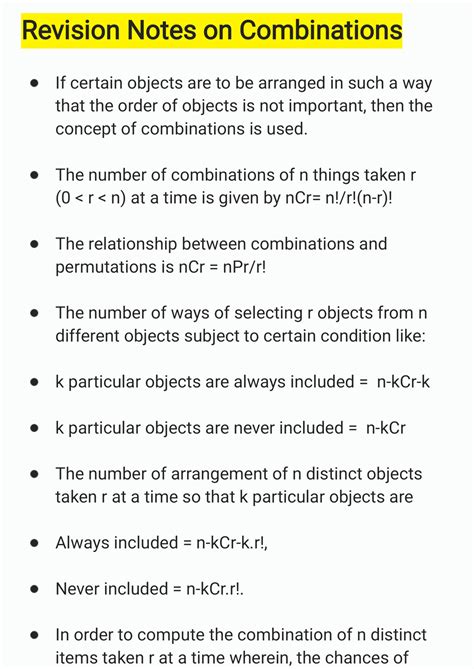 solution revision notes on combinations for iit jee entrance exam