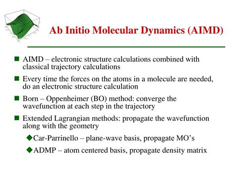 Ppt Exploring Potential Energy Surfaces Using Ab Initio Molecular