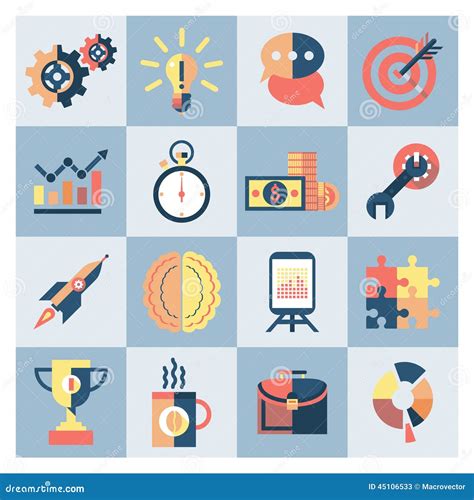 Brainstorming And Productivity Icons, Signs, Outline Symbols, Concept ...