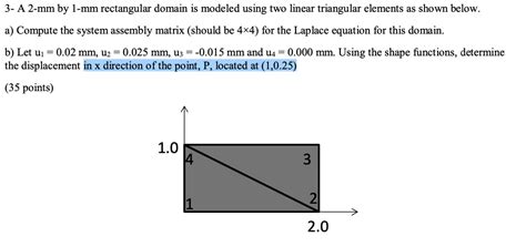 Solved A 2 Mm By 1 Mm Rectangular Domain Is Modeled Using