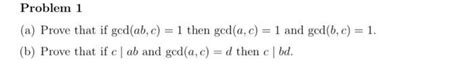 solved a prove that if gcd ab c 1 then gcd a c 1 and