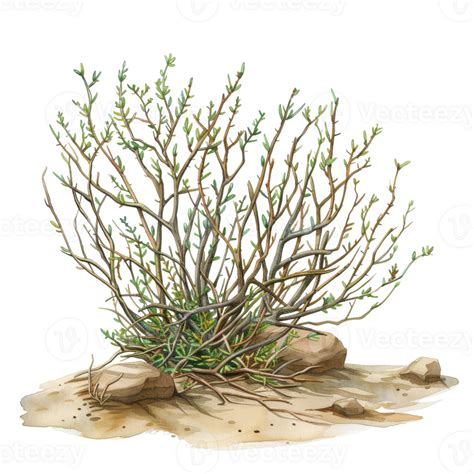 Desert Bush With Dry Grass And Rocks 46453707 Png