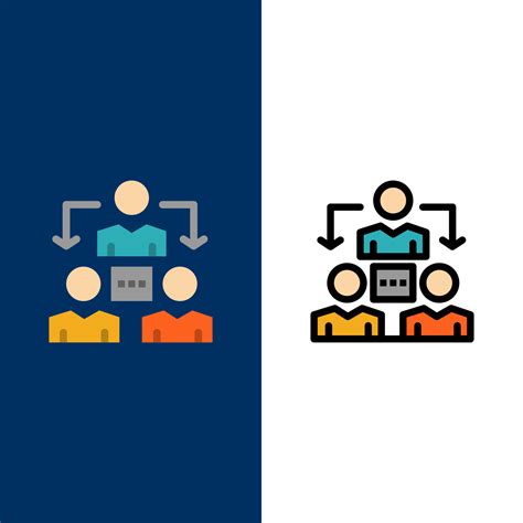 Connection Meeting Office Communication Icons Flat And Line Filled Icon Set Vector Blue