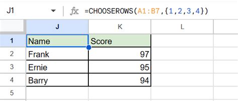 How To Use CHOOSEROWS Function In Google Sheets