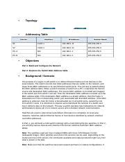 Lab View The Switch MAC Address Table Docx Topology Addressing Table Device
