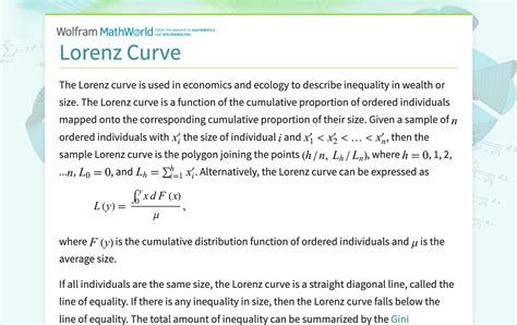 Lorenz Curve From Wolfram Mathworld