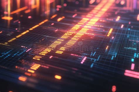 Futuristic Glowing Data Grid With Orange And Blue Digital Lines And Streams Representing
