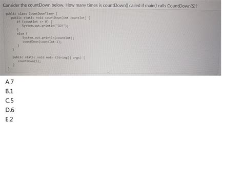 Solved Consider The Countdown Below How Many Times Is