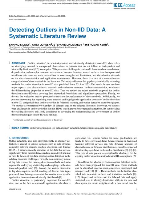 Pdf Detecting Outliers In Non Iid Data A Systematic Literature Review