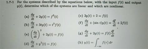 Solved 17 1 For The Systems Described By The Equations