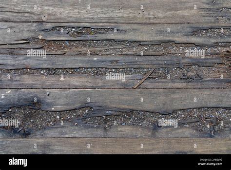 Old Wood Textured Background From Worn Bridge Decking For Graphic