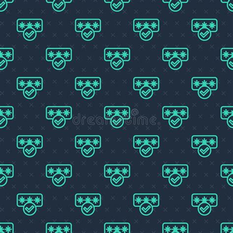 Green Line Password Protection And Safety Access Icon Isolated Seamless Pattern On Blue