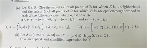 Solved A ﻿let Esubr Give The Subsets P ﻿of All Points Of