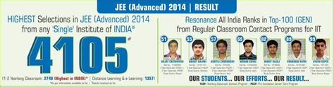 JEE Advanced Result 2014 Selections From Resonance