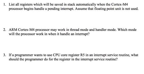 Solved Advanced Microprocessing Systems 1 List All Registers Which Will Be Saved In The Stack