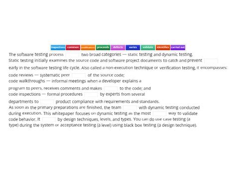 Static Testing Vs Dynamic Testing Completar La Frase