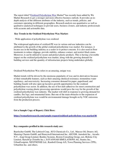 Ppt Oxidized Polyethylene Wax Market Powerpoint Presentation Free Download Id 13052371