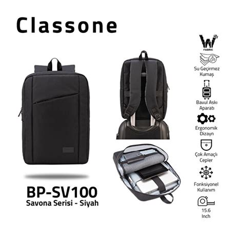 Classone Savona Bp Sv100 156 Su Geçirmez Kumaş Siyah Notebook Sırt Çantası Fiyatı Ve