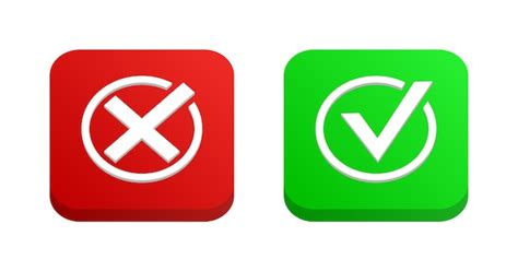 Premium Vector 3d Check Mark Icon Button Frame Or Green Tick And Red