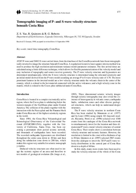 Pdf Tomographic Imaging Of P And S Wave Velocity Structure Beneath