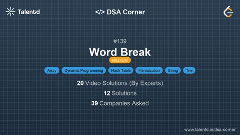 Word Break Dsa Problem Talentd