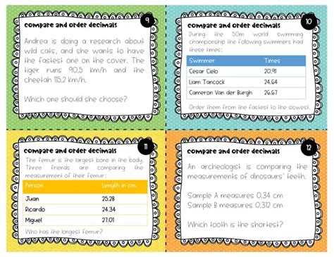 Compare And Order Decimals Task Cards Profe Social