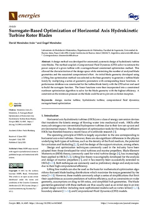 pdf surrogate based optimization of horizontal axis hydrokinetic