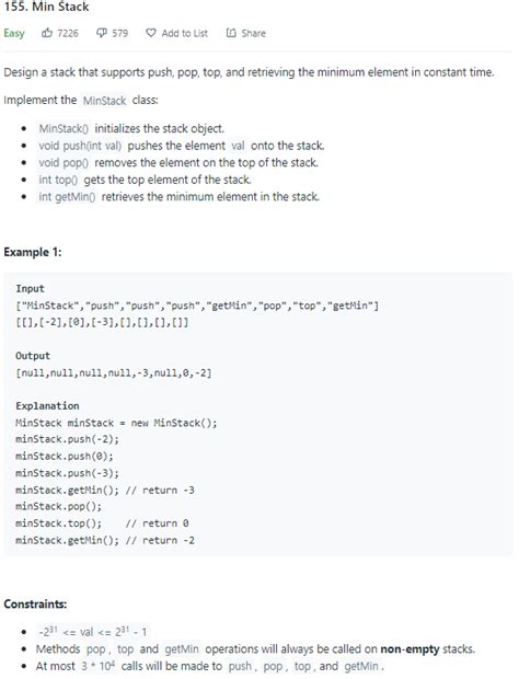 Leetcode 155 Min Stack
