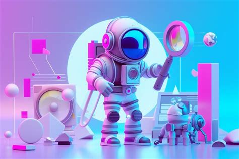 A Robot With A Magnifying Glass Looking Through A Magnifying Glass