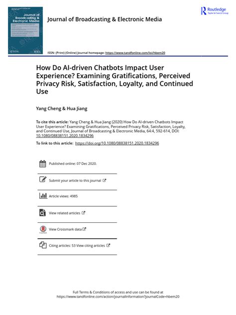 How Do Ai Driven Chatbots Impact User Experience Examining Gratifications Perceived Privacy Risk