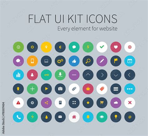 Flat Ui Kit Set Icons For Webdesign Or Mobile Design Stock Vector Adobe Stock