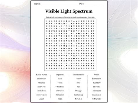 Light Spectrum Puzzle Worksheets Puzzle Worksheets Printable