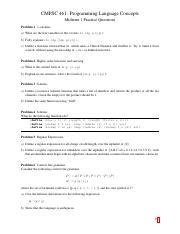 Practice1 Pdf CMPSC 461 Programming Language Concepts Midterm 1 Practice Questions Problem 1