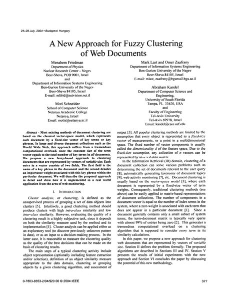 pdf a new approach for fuzzy clustering of web documents