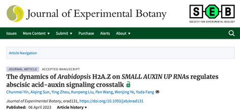上海交通大学方玉达团队揭示组蛋白变体h2a Z调控植物生长 抗逆平衡的分子机制 Auxin 信号 基因组