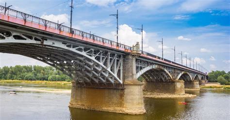 Historic Slasko Dabrowski Bridge Over The Wisla River In Warsaw Stock