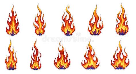 Vibrant Hot Rod Style Flame Vector Collection Design Stock Illustration